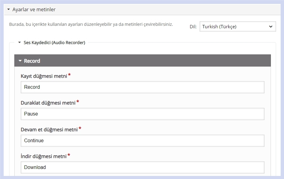 6.5.2 Ses Kaydedici (Audio Recorder) – H5P ile İçerik Geliştirme